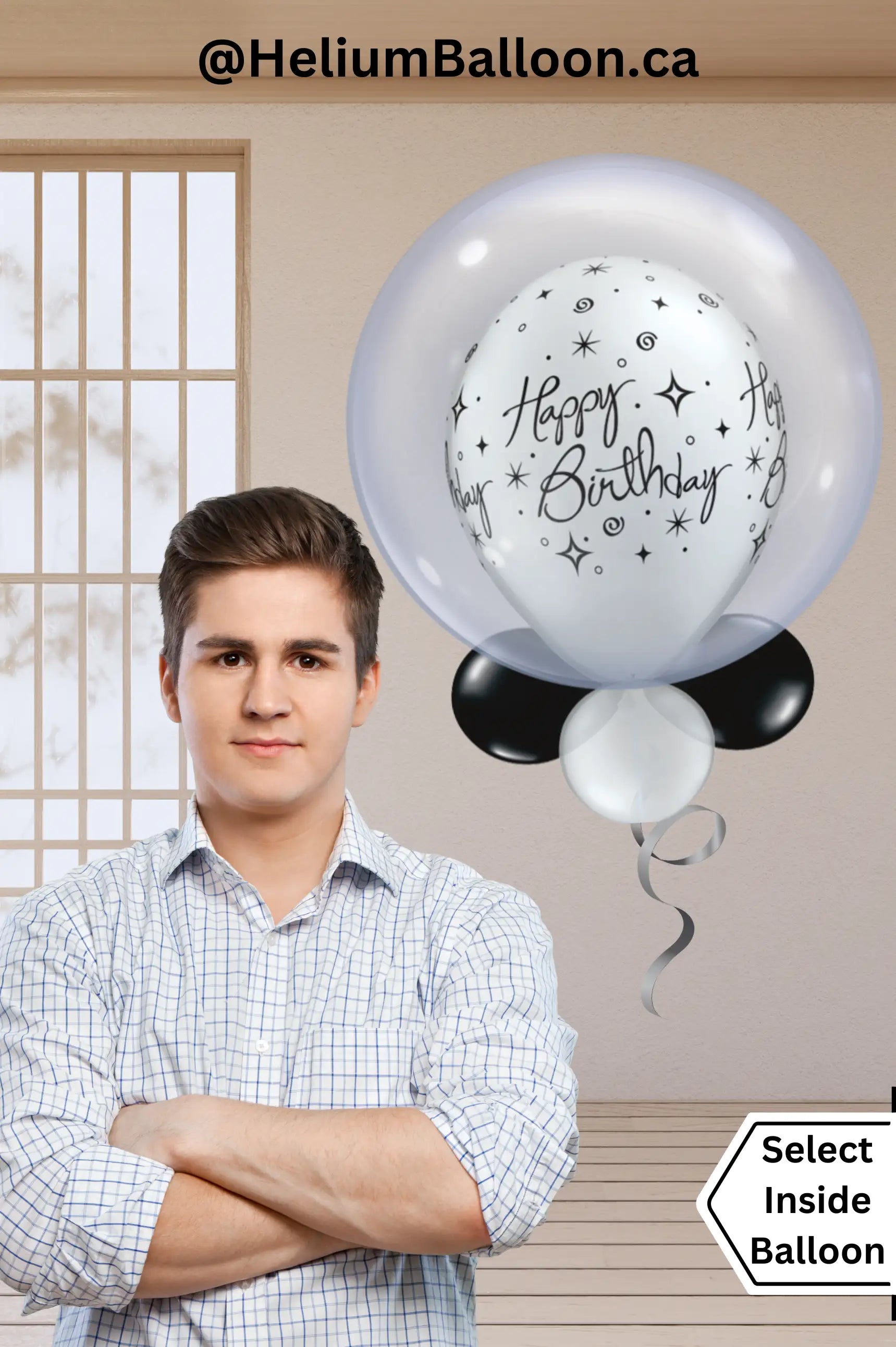Make Your Own Double Balloon Happy Birthday (Colors: Gold, Black, Clea – Helium Balloon Inc.